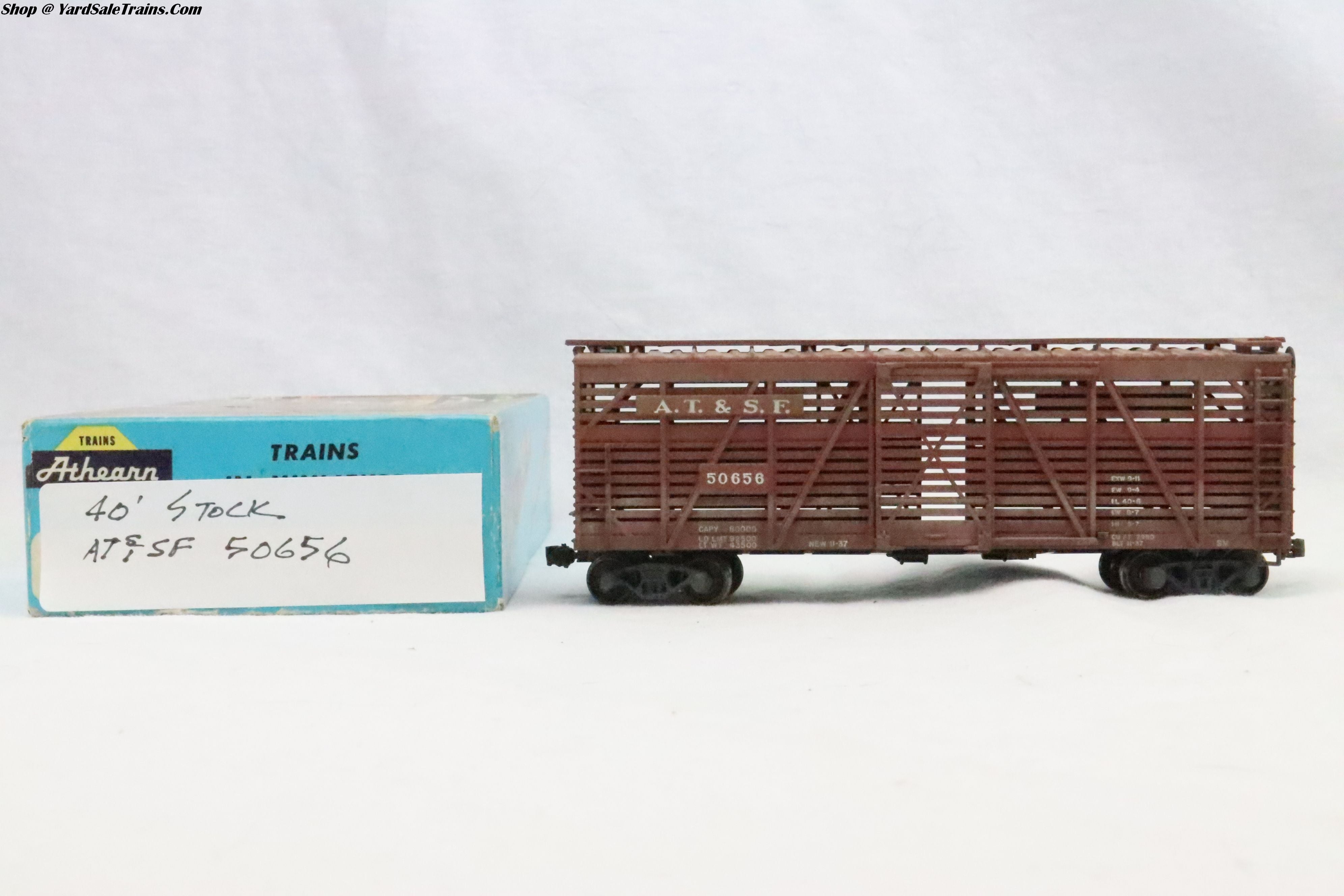 ATH - ???? - 40' Stock Car AT&SF - 50656 - Weathered - HO Scale - Preo ...